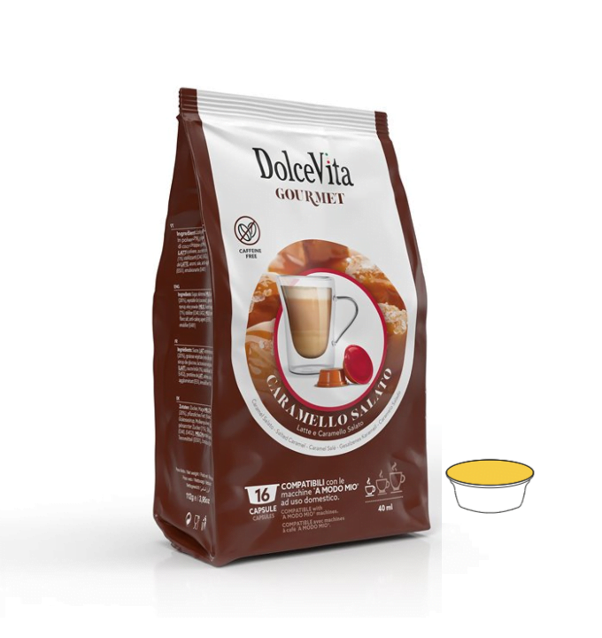 AromaKaffe | DolceVita Caramelito Salato - Compatibili A Modo Mio - 16 ...